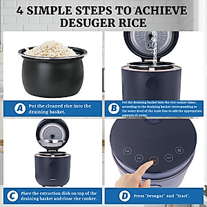 Hakka Low Carb Rice Cooker, 7 Functions Desuger Rice Pot 4 Cups Uncooked Rice with Stainless Steel Steamer MINI Smart Cooker Non-stick Inner 24H Delay Timer