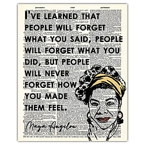 "People Will Forget…" Positive Quote Maya Angelou: Motivational Wall Art Poster, Inspirational Quote Wall Decor Posters for Bedroom & Office Decor for Men, Women & Teen Girl - 8x10 Print Unframed