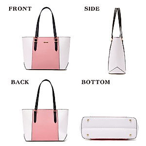 Women Purses Handbags Wallet Sets Shoulder Bags Top Handle Satchel Tote Purse Work Bag Set With Matching Wallet 3pcs WhitePink