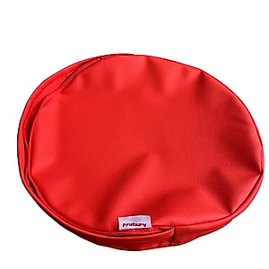 Frabury 2 Pack Round Leather Seat Cushions Office Kitchen Dining Chair Cushions Pads 16x2 Inch (Red)
