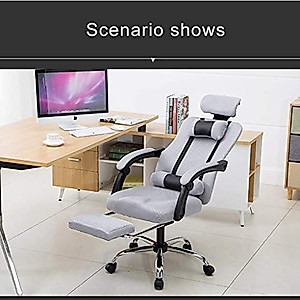 XXXDXDP Office Chair High Back Executive Computer Desk Chair - Adjustable Lumbar Support, Slidable Headrest and Flip-up Arms, Thick Padding for Comfort