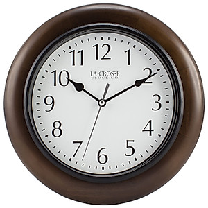 La Crosse Clock 404-2625 10 in Linwood Quartz Wood Wall Clock