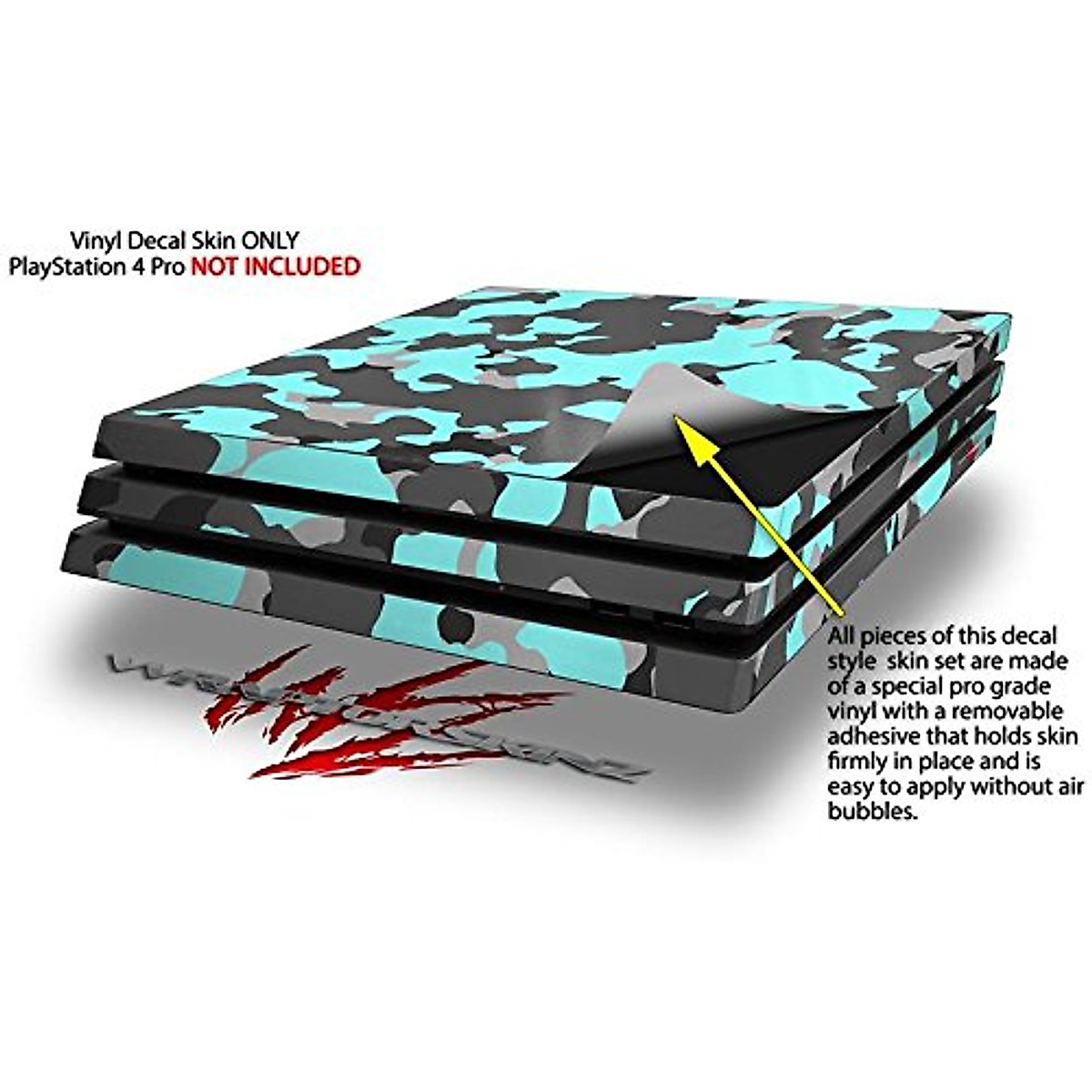 WraptorSkinz PS4 Pro Skin WraptorCamo Old School Camouflage Camo Neon Teal - Decal Style Skin Wrap fits Sony PlayStation 4 Pro Console