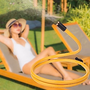 FUNJEE Flex Cobra Portable Mist Stand, Mist Sprinklers for Outdoor Cooling, Patio Misting System, Garden Cooling system, 6.2 FT (1, Yellow)