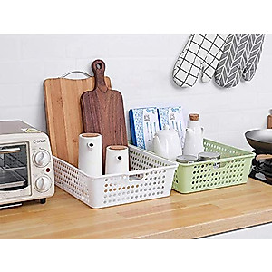 Lawei 8 Pack Plastic Storage Baskets - Colorful Paper Organizer Baskets Plastic Shelf Bins with Handles, Classroom Office File Holder for Home Office School