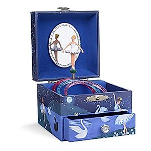 Jewelkeeper Musical Jewelry Box with Spinning Ballerina, Glitter Design, Swan Lake Tune