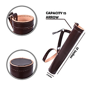 Clubcorp Archery Quiver| Small of Back Holster Shoulder Back| Perfect Bow Cow Hide Leather Arrow Holder for Youth Arrow Quiver Arrow Holder Shoulder Hanged Archery Backstop Walking Stick Dark Brown