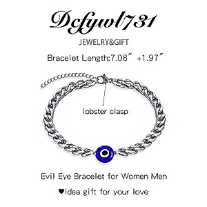 Dcfywl731 Evil Eye Bracelet for Women Evil Eye Charms for Bracelets Hamsa Bracelet for Men Silver Gold Mexican Bracelets Evil Eye Mal De Ojo Bracelets Protection Bracelet (Silver)