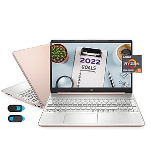 2022 HP 15 Business Laptop, 15.6 Full HD 1080P Display, AMD Ryzen 5 5500U HexaCore Processor (Beats Intel i5 1137G7), 8GB DDR4, 256GB SSD, Webcam, USB C, Windows 11, Rose Gold, YSC Accessory