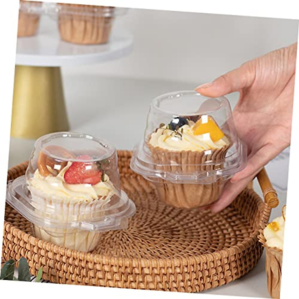 HEMOTON 100pcs Cupcake Packing Boxes Cake Packing Box Disposable Containers Mini Cake Boxes Mini Plastic Containers Dessert Holder Cups Cupcake Packaging Boxes Individual Cupcake Holder