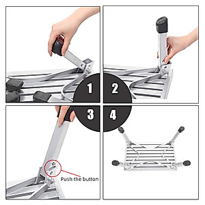 LUISLADDERS Aluminum Working Platform Step Stool Ladder RV Step Supports Up to 500lbs, Anti-Slip Surface & Rubber Feet Camper Step for Motor-Home,Trail, SUV