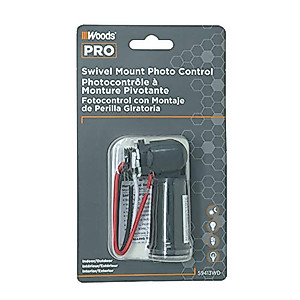 Woods 59413 59413WD Outdoor Conduit Lighting Control With Photocell and Swivel Mount (Hardwired, Black), 1 Count (Pack of 1)