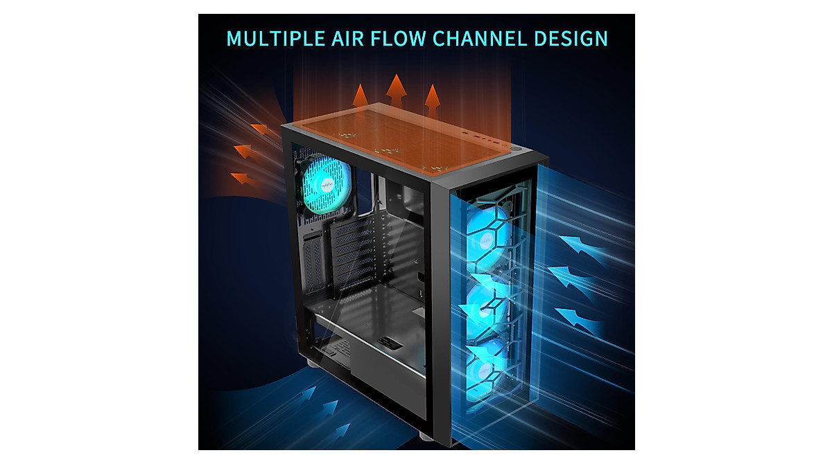 MUSETEX ATX PC Case 4 PWM ARGB Fans Pre-Installed, Mid Tower Gaming PC ...