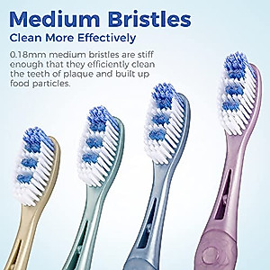 Oralphi Smiling Guardian Toothbrush - Medium Bristles for Adults, 6 Count