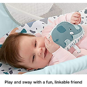 Fisher-Price Baby Crib Rock With Me Bassinet Portable Cradle With Mesh Sides And 1 Toy, Folds For Travel, Pacific Pebble