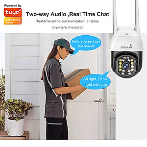 TUYA Security Camera Outdoor, 2K Wireless PTZ Camera, WiFi Pan Tilt Dome Camera Works with Alexa & Google Assistant, Floodlight/2-Way Audio/Motion Detection/Activity Alert/Auto Tracking/Smart Life App