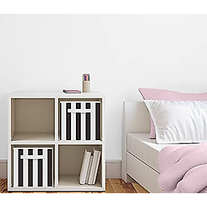 Sweet Jojo Designs Black Stripe Foldable Fabric Storage Cube Bins Boxes Organizer Toys Kids Baby Childrens - Set of 2 - Black and White for Paris Collection Gender Neutral