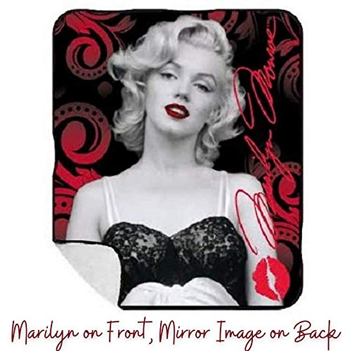 Silver Buffalo Marilyn Monroe Black Lingerie Sherpa Throw Blanket, 50 x 60 inches, Multicolored