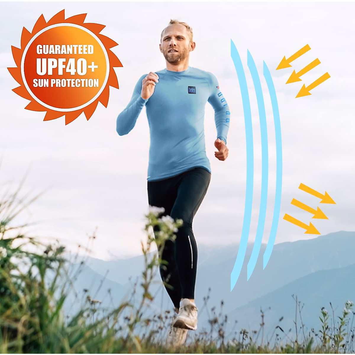 Made in USA Fishing Shirts for Men Long Sleeve Lightweight Dri Fit UPF 40+ Sun Protection Quick Dry Running Hiking Tshirts