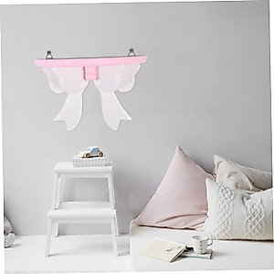 TOVINANNA Wood Floating Shelf, Cute Wooden Bow Tie Rack for Wall, 7.9" Folating Storage Shelves Kawaii Princess Room Decor for Bedroom, Office