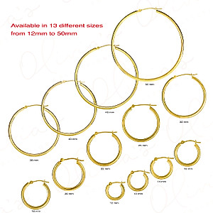 14k Yellow Gold Hoop Earrings 25x2.0mm