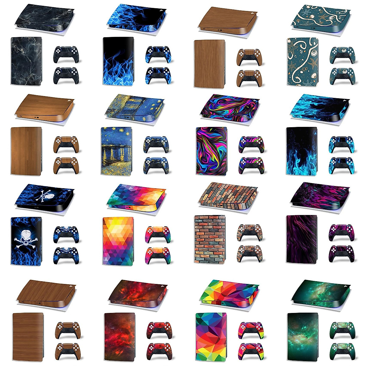 PS5 Digital Version Skin for Console and Controllers, Vinyl Sticker Play-Station 5 Skins, Wrap Decal Cover Protective Accessories for PS5 Digital Edition(Vertical Grain)