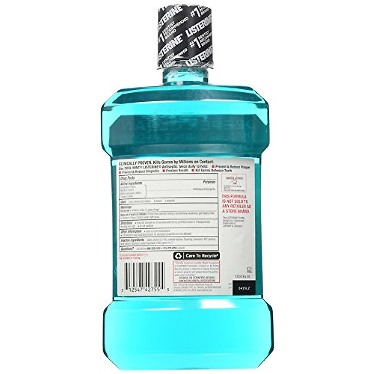 Listerine Antiseptic Cool Mint Mouthwash, 1.5 L, 50.72 oz (Pack of 2)