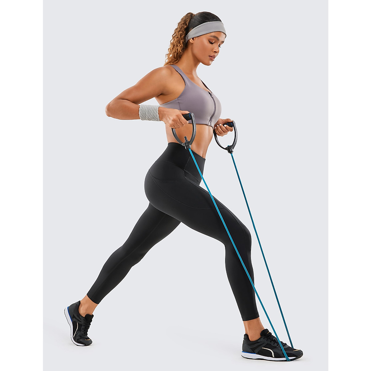 CRZ YOGA Women's Naked Feeling Workout Leggings 25 Inches - High Waisted Yoga Pants with Side Pockets Running Tights Black X-Small