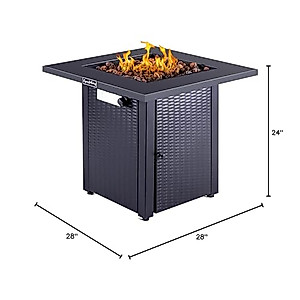 Legacy Heating 28in Propane Fire Pit Table, 50000BTU Outdoor Gas Fire Pit, 2 in 1 Firepit Table w/ Lid, Lava Rock, ETL Certified Steel Fire Table Add Warmth Ambience To Parties on Backyard, Black