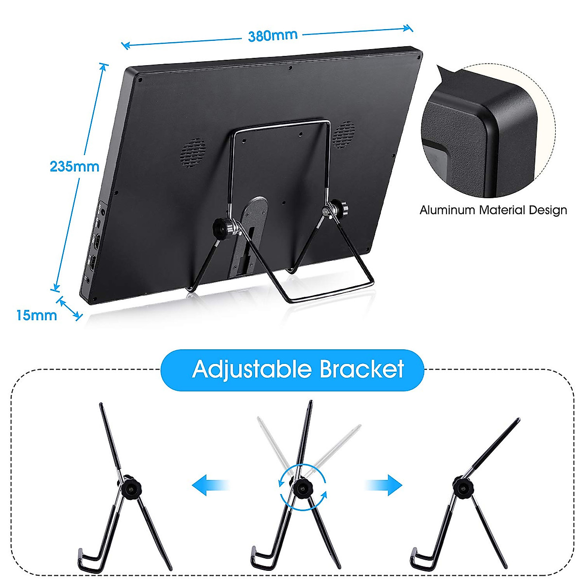 KALESMART Portable Gaming Monitor 15.6 Inch Full HD PC Monitor with Double HDMI 1920x1080 IPS Display with Audio Output for Raspberry Pi PS4 WiiU Xbox One S Windows 7 8 10