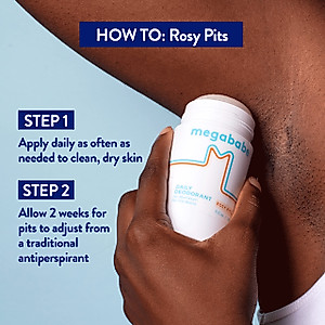 Megababe Daily Deodorant - Rosy Pits | 72 hour Odor Protection | Aluminum-Free, Clear & Clean | 2.6 oz