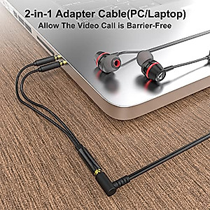 1mii Wired Earbuds with Microphone & Volume Control, in-Ear Headphones Magnetic with Deep Bass, Noise Isolating, High Sound Quality Earphones with 3.5mm Jack for Phone, Android, PC, iPad, MP3(Black)