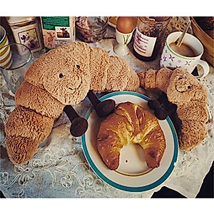 EASELR WeightedPlush 9" Croissant Plush Cute Smile Croissant Bread Pillow Stuffed Animals Funny Soft Food Plushies Toy for Gifts for Kids Birthday