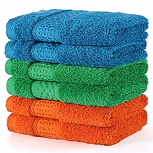 Chiicol Cotton Wash Cloths Absorbent Bath Washcloths for Body and Face - Hotel Towels for Bathroom in Bulk. Durable,Soft Bath Rags, Wash Rag (Multicolor)