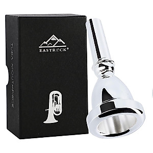 EastRock Standard Tuba Mouthpiece, Silver Plated Tuba Mouthpiece Size 22, Tuba Player Replacement Tuba Parts Vacuum Packed