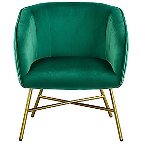 Yaheetech Accent Chair, Modern Velvet Living Room Chair with Mental Legs and Soft Padded, Comfy Side Chair for Bedroom/Office/Study/Waiting Room, Green