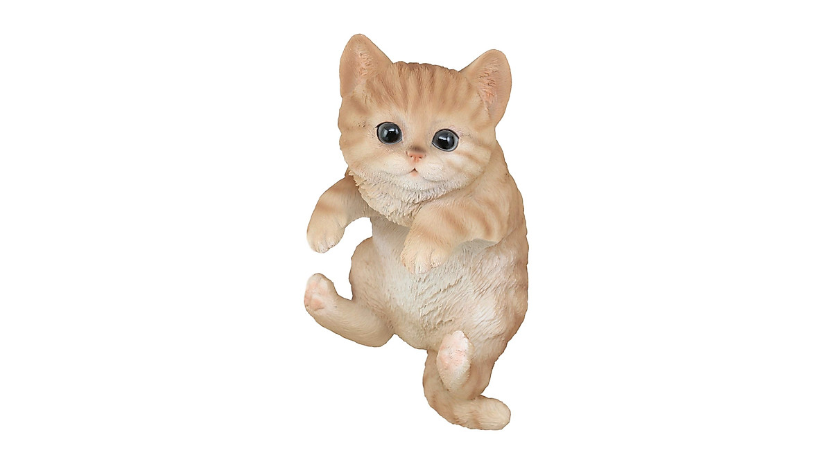 Lifelike Orange Tabby Cat Statue for Home Decor