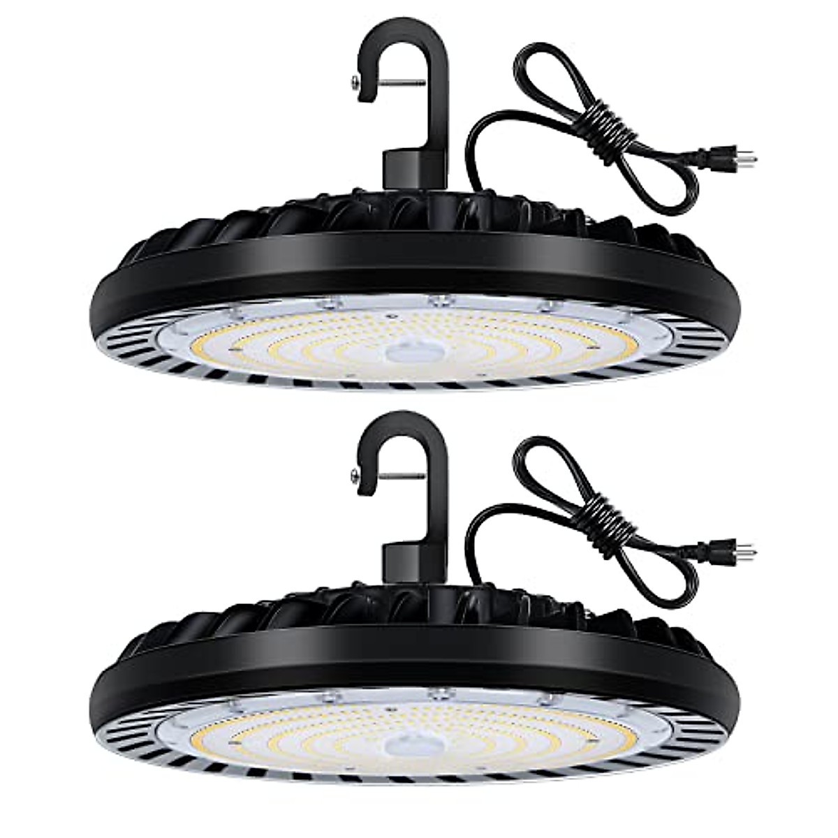 hykolity 2 Pack LED High Bay Light 150W, 5000K UFO LED High Bay Light Fixture with US Plug [250W MH/HPS Equiv.] 100-277V, 19,500lm, IP66 Commercial Warehouse Area Light for Wet Location