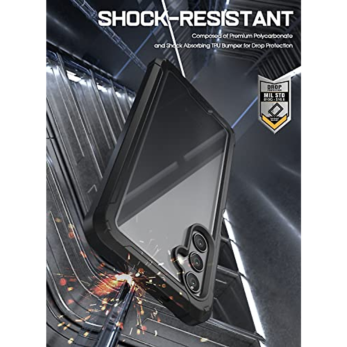 Poetic Guardian Case Compatible with Galaxy A14 5G [20FT Mil-Grade Drop Tested], Full-Body Hybrid Shockproof Protective Rugged Clear Cover Case with Built-in Screen Protector, Black/Clear