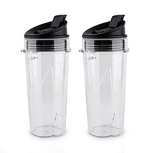Anbige Replacement Parts 3 tabs cups intended for Nutri Ninja Blender, 2 Pack 16-ounce Single Serve Cup and Sip&Seal Lid Fit Ninja BL200 30/ BL201 30/BL201C 30/BL203QBK