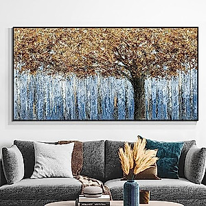 Abstract Large Size Trees Oil Painting Hand Painted Canvas Painting Modern Decorative Wall Art,27inx54in,No Frame