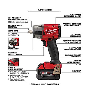 Milwaukee M18 FUEL 18-Volt Lithium-Ion Brushless Cordless Combo Kit with Two 5.0 Ah Batteries, 1 Charger, 2 Tool Bags (7-Tool)