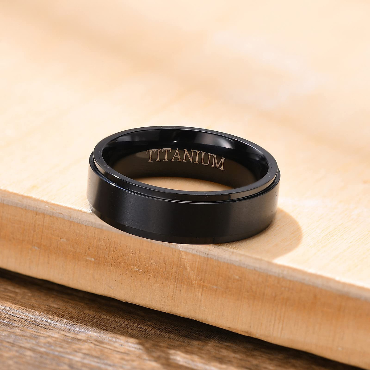 MZZJ Customize Her Weirdo & His Crazy Couple Ring Set Titanium Rings 8MM+6MM Brushed Couple Ring Set for Wedding Engagement Step Edges Promise Rings for Him Her for Couples