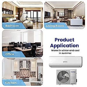 AURUS 1 Ton 12,000 BTU Mini Split Cools Up to 500 Sq.Ft Energy Efficient Air Conditioner & Heater Ductless Split System, Pre-Charged 10ft Installation Kit 110v