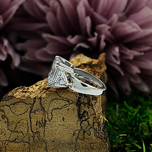 AFFY Asscher & Trillion Cut White Cubic Zirconia Engagement Ring in 925 Sterling Silver (7.50 cttw) Ring Size-4