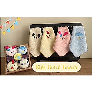 3D Colorful Towel 100% Cotton Cute Kids Washcloth Gift Set for Kids 8.7 x 9.5 inch (Chicken, Rabbit, Penguin, Panda)