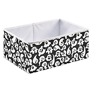 Sletend Halloween Ghost Rectangular Storage Bins Storage Bins Collapsible Storage Baskets Foldable Fabric Storage Box for Nursery, Offices, Home Organization 15.75" x 10.63" x 6.96"