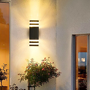 Tenlison 2 Pack Outdoor Wall Light Modern Waterproof Up Down Aluminum Cylinder LED Fixtures Dual Head Lamp With E26E27 Socket AC85-277V for Courtyard Garden Porch Corridor.(Including bulb), 2P