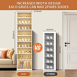 CIMLORD 9-Tier Foldable Shoe Rack Organizer for Closet 18Pairs Plastic Shoe Shelf Collapsible Shoes Storage Box Clear Shoe Boxes Stackable with Door Easy Assembly Shoe Cabinet with Lids Large