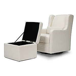 Carter's by DaVinci Adrian Swivel Glider with Storage Ottoman in Ivory Boucle, Greenguard Gold & CertiPUR-US Certified